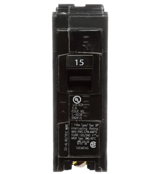 Q115 – Siemens – 15 Amp Circuit Breaker – 1 Pole - EV Breakers